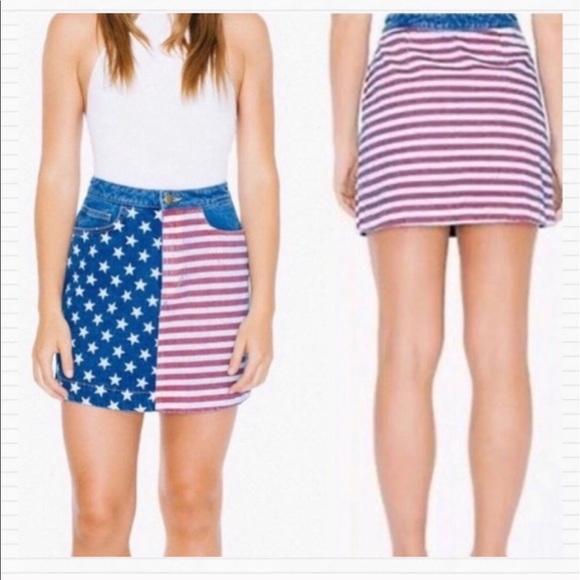 American Apparel | Skirts | American Apparel Usa Flag Printed Denim ...
